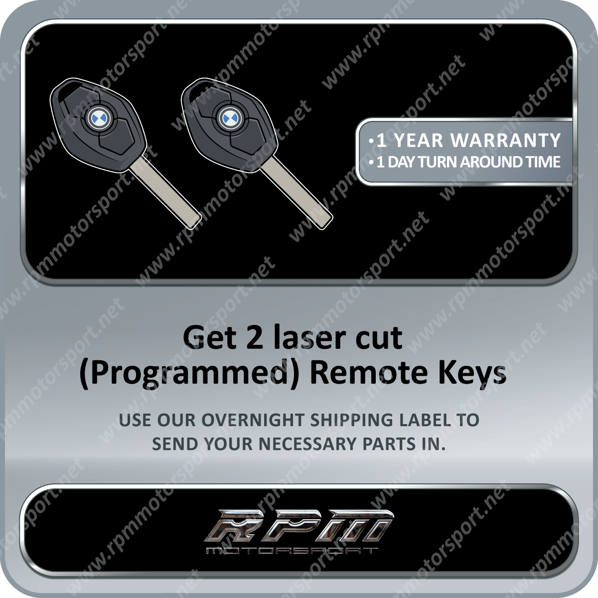 BMW E46 323i 325i 330i M3 1999 to 2006 Remote Key Set (2 Keys) — Rpm ...