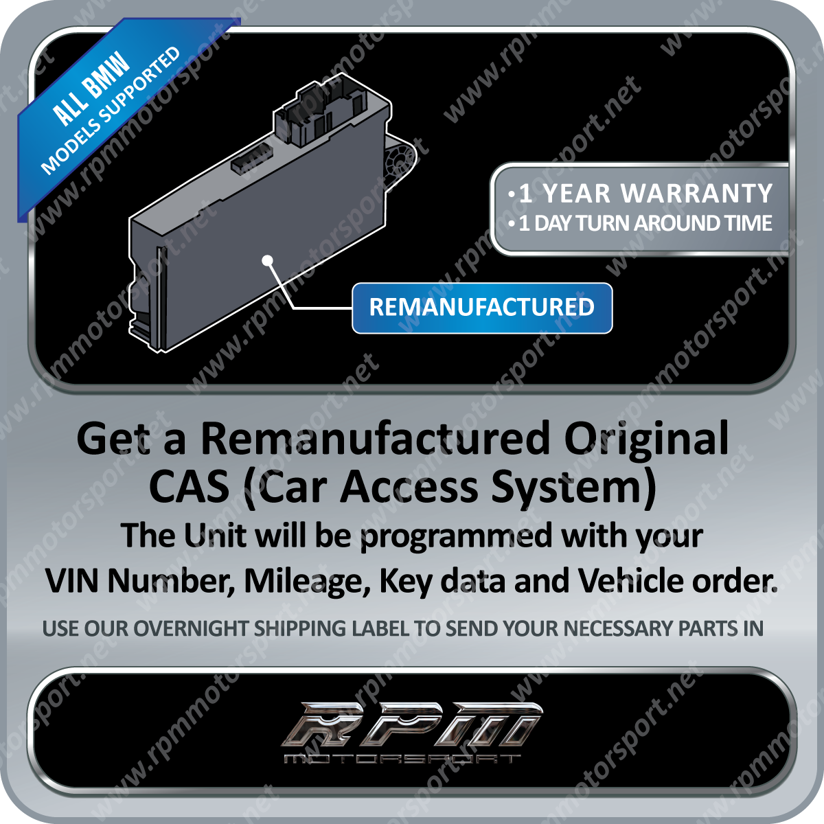 BMW Remanufactured CAS 3 (Car Access System) Years 2006 ONLY — Rpm ...