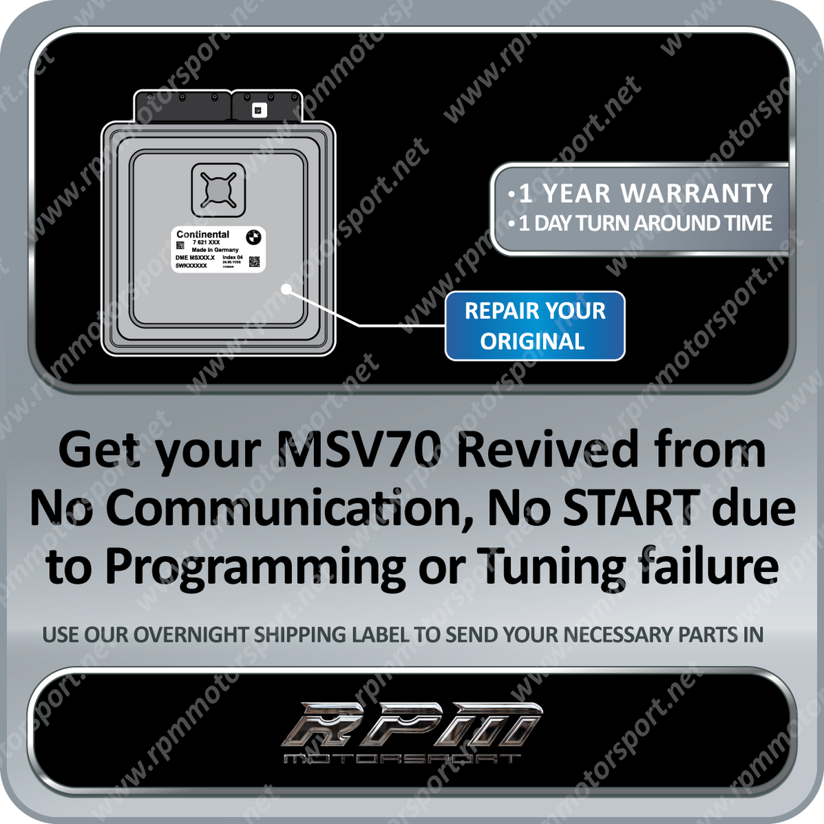 BMW MSV70 / MSS70 E90 E60 Z4 DME Revival Service (Bricked) 01/2005 To ...