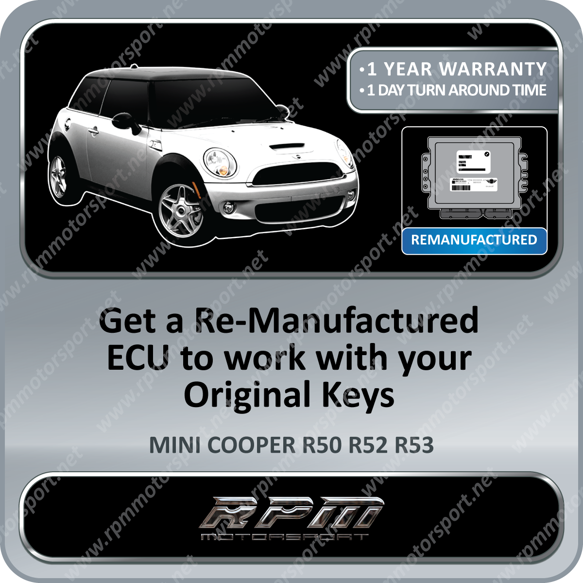 MINI COOPER (R50- R52 - R53) Years 2001 To 2008 RE-MAN ECU — Rpm ...